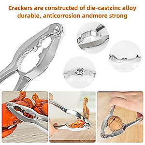 12 Piece Seafood Tools Set Nut Cracker Crab Lobster Set, includes 4 Stainless Steel Crab Cracker, 4 Crab Leg Forks Pick, 4 Opener Shellfish Lobster Leg Sheller, Perfect for kitchen, Party, Picnics