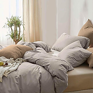 ETDIFFE Tan Queen Size Comforter, 3pc Soft Farmhouse Taupe Bedding Set & Collection, Lightweight All Season Microfiber Down Alternative Bed Comforter with 2 Pillow Shams for Women Men