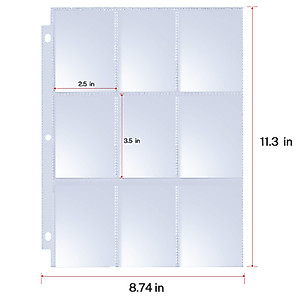 MaxGear Pokemon Card Binder Sleeves, Baseball Trading Card Page Protectors 9 Pocket for 3 Ring Binder, 40 Pack Sheet Protector Sleeve for Sport Cards, Coupon, Game Cards, Business Cards