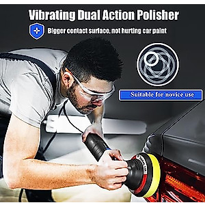 RAYBAO Polisher Novice Friendly, 6inch Car Buffer Polisher 6 Speeds & 2000-6400OPM Dual Action Orbital Polisher More Secure for Car Detailing, Random Polisher Kit for Car Polishing Waxing