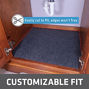 Drymate Under Sink Mat, Waterproof Cabinet Protection Mats for Kitchen & Bathroom, Absorbent Shelf Liners, Slip-Resistant, Non-Adhesive, Machine Washable, Durable (USA Made)(24”x29”)(Charcoal)
