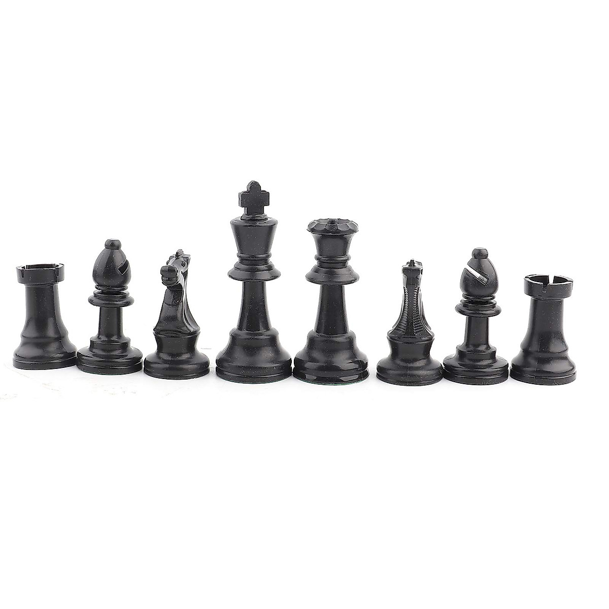 Chess Pieces Set, 32 Pcs Plastic Chessmen Set -16 Pcs Black & 16Pcs White Pieces for International Chess Game (Large 77mm)