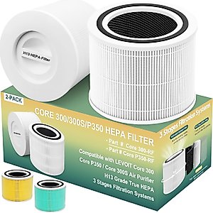 Core 300 Air Purifier Replacement Filter for LEVOIT Core 300,Core 300S,Core P350,Core300-P Air Purifier, Core 300 Replacement Filter,3-in-1 H13 True HEPA & Activated Carbon Filter, Core 300-RF,2Pack