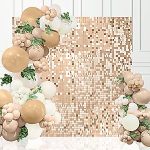 Champagne Shimmer Wall Backdrop Shimmer Panels Sequin Backdrop 36PCS Glitter Party Backdrop for Birthday Wedding Anniversary Engagement Baby Shower & Bachelorette Decorations Party