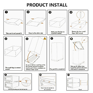 Hourleey 12 Pack Shoe Storage Box, Clear Plastic Stackable Shoe Organizer for Closet, Space Saving Foldable Shoe Rack Sneaker Containers Holders with Lids