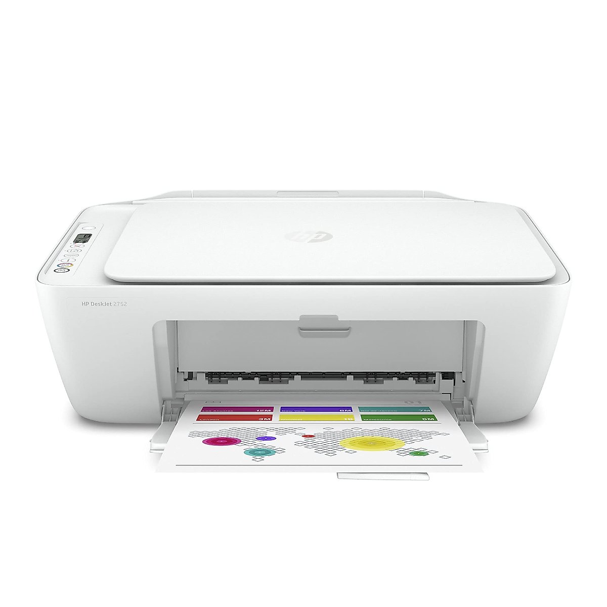 HP DeskJet 2752B Wireless All-in-One Color Inkjet Printer for Home Office, White - Print Scan Copy - Icon LCD Display, 4800 x 1200 dpi, WiFi, Bluetooth, Hi-Speed USB, Instant Ink Ready