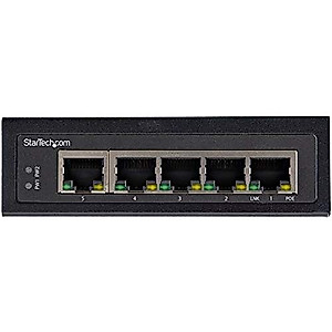StarTech.com Industrial 5 Port Gigabit PoE Switch - 30W - Power Over Ethernet Switch - Hardened GbE PoE+ Unmanaged Switch - Rugged High Power Gigabit Network Switch IP-30/-40 C to 75 C, TAA