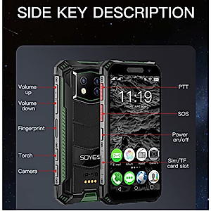Soyes S10 Max 4G Mini Rugged Cell Phone IP68 Waterproof 3.5" 4GB 128GB Android 10 Unlocked Smartphone Octa Core 3800mAh Walkie Talkie Global Version (Black, 4GB+128GB)