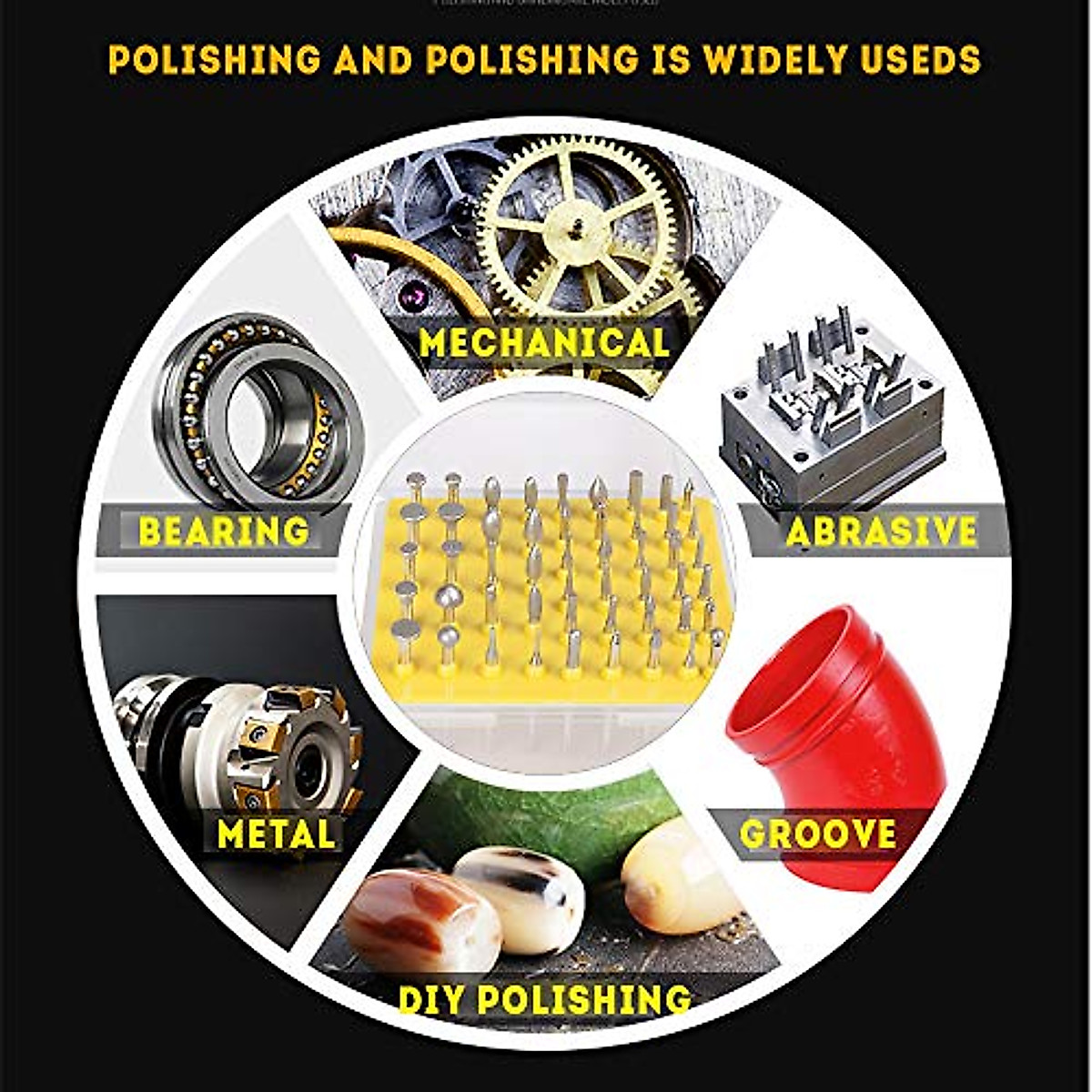 Oudtinx 50-Piece 1/8-Inch Shank Diamond Coated Rotary Burrs Set Fits Dremel Rotary Tools,Diamond Burr Set for Jewelry,Glass,Stone,Ceramic,ect.(Small Head Style)