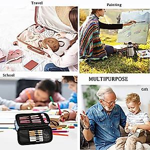 Fustylead Daisy Flower Pen Pencil Case with Zipper Makeup Pouch Cosmetics Bag Multi-Purpose Travel Bag Office Organizer Box for Adults