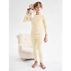 Resinta 3 Sets Boys Waffle Thermal Underwear Set Soft Winter Waffle Thermal Top and Bottom Long Johns Cotton Base Layer