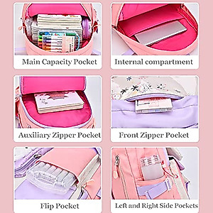 Purple Rabbit Backpack Cute Teenage Lightweight Waterproof Travel Bag Birthday Gifts Backpacks (Rabbit Purple, Large)