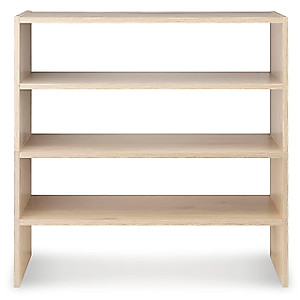 Whitmor Wood Stackable 2-Shelf Shoe Rack, White Oak, 24 inches