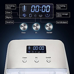 NA 120V 150W 44lbs/20kg/24h Ice Maker ABS Transparent Cover/Display Commercial/Home Silver