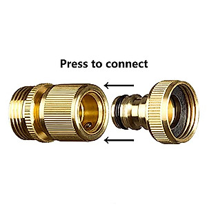 KECOFLY Garden Hose Quick Connect Solid Brass Quick Connector Male and Female Garden Hose Fitting Easy Connect Water Hose Connectors 3/4 inch GHT (2 Sets)