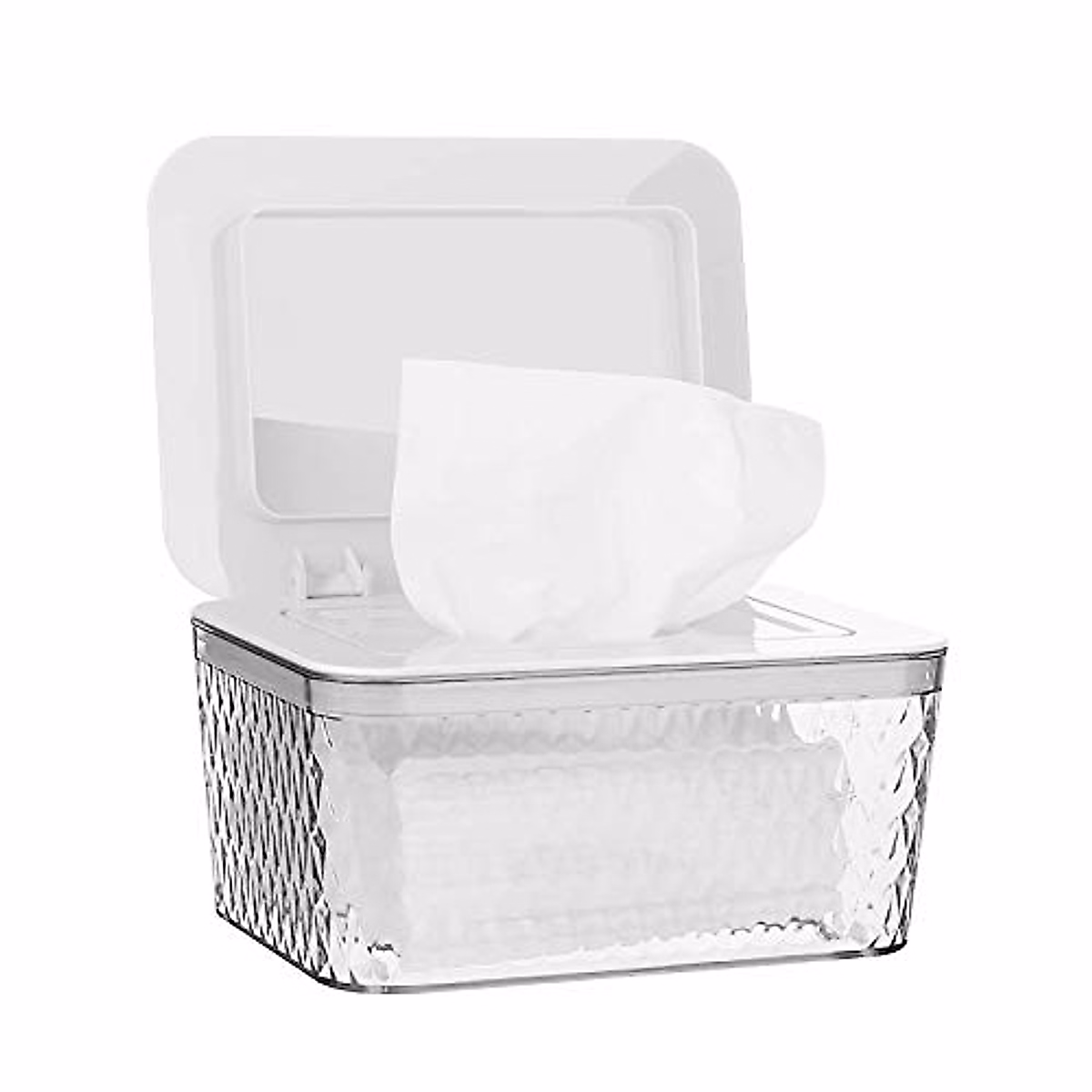 Whiidoom Wipes Dispenser, Baby Wipe Holder Refillable Wipe Container Case, Visible and One-Hand Operation, Keep Wipes Fresh and Clean (White)