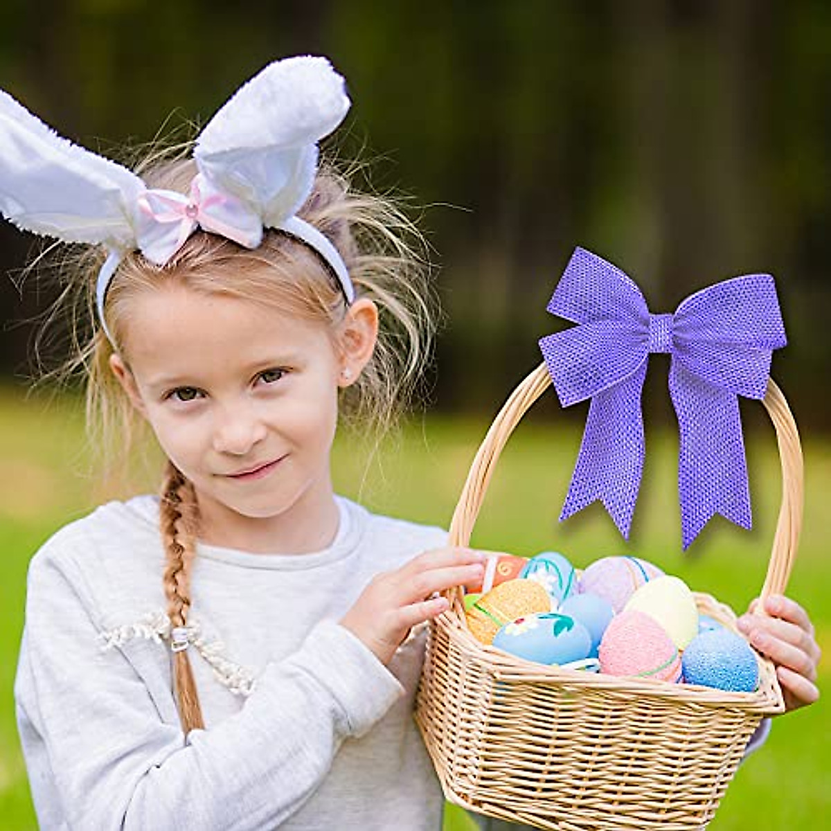 Purple Wired Burlap Ribbons 2.5" 10 Yards, Spring Solid Wired Edge Decoration Wired Ribbon Fabric Craft Ribbon Burlap Wrapping Ribbon for Holiday Wrapping DIY Craft Party Decoration Wreath Bow