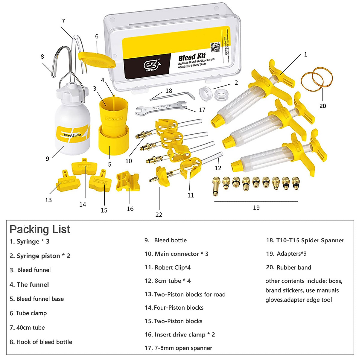 JOJOCY Bicycle Brake Bleed Kit, Mineral Oil for Hydraulic Disc Brake, Bleeding,Universal Professional Bike Tool Fit Shimano Magura Tektro, MTB Road Kit,Hydraulic Disc Brakes,Metal Joint PRO