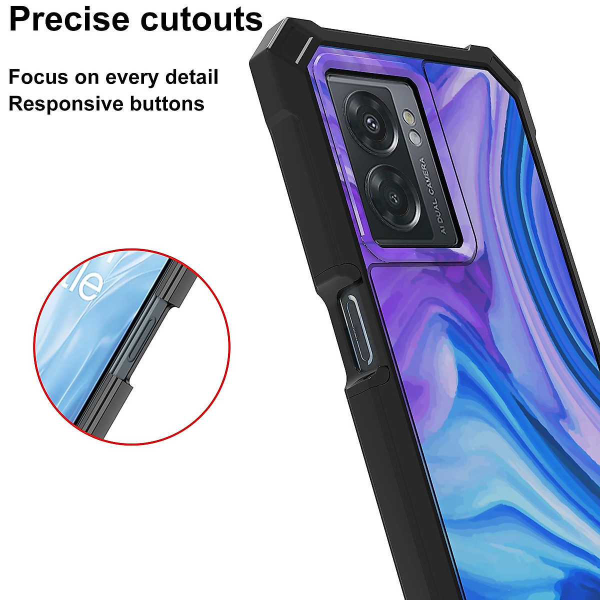 Ailiber Case for One Plus Nord N300 5G, Oppo A77 5G Case with Screen Protector, Dual Layer Structure Protection, Shockproof Corner TPU Bumper, Military Grade Phone Cover for 1 Plus N300 5G-Blue Purple