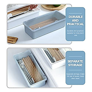 UPKOCH 3pcs box Container Chopstick Tray Drying Plastic Drainer Storage Fork Flatware Chopsticks Dish for and Spoon Rack Utensil Blue Draining Holders Home Drawer Holder Decorative Case