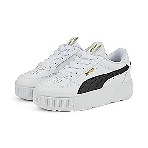 PUMA unisex child Karmen Rebelle Sneaker, White/Black, 2 Little Kid US