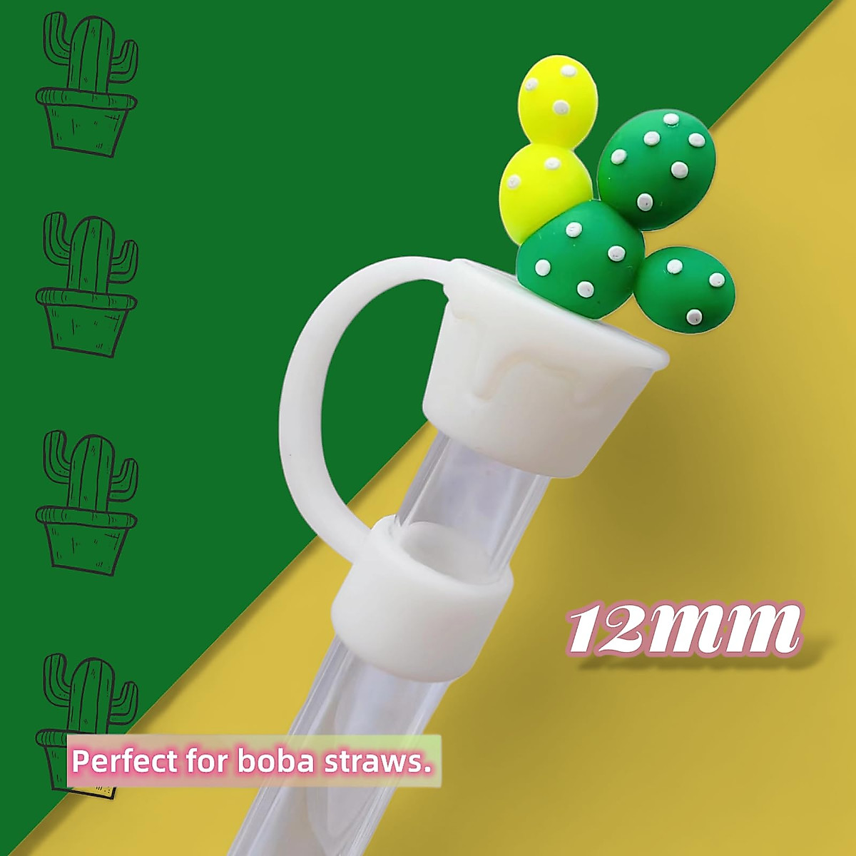 4PCS Straw Covers for Boba Straws, 12mm & 14mm Silicone Straw Tips for Wide straws Large straws Jumbo Straws Smoothie Straws Reusable Straws Glass Straw Silicone Straws