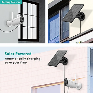 Solar Panels for DC 5V Outdoor Rechargeable Battery Camera, Solar Panel for Security Camera, Solar USB Charger with Micro USB & USB-C Port, 9.8ft Cable, Adjustable Wall Mount, IP65 Waterproof, 2 Pack