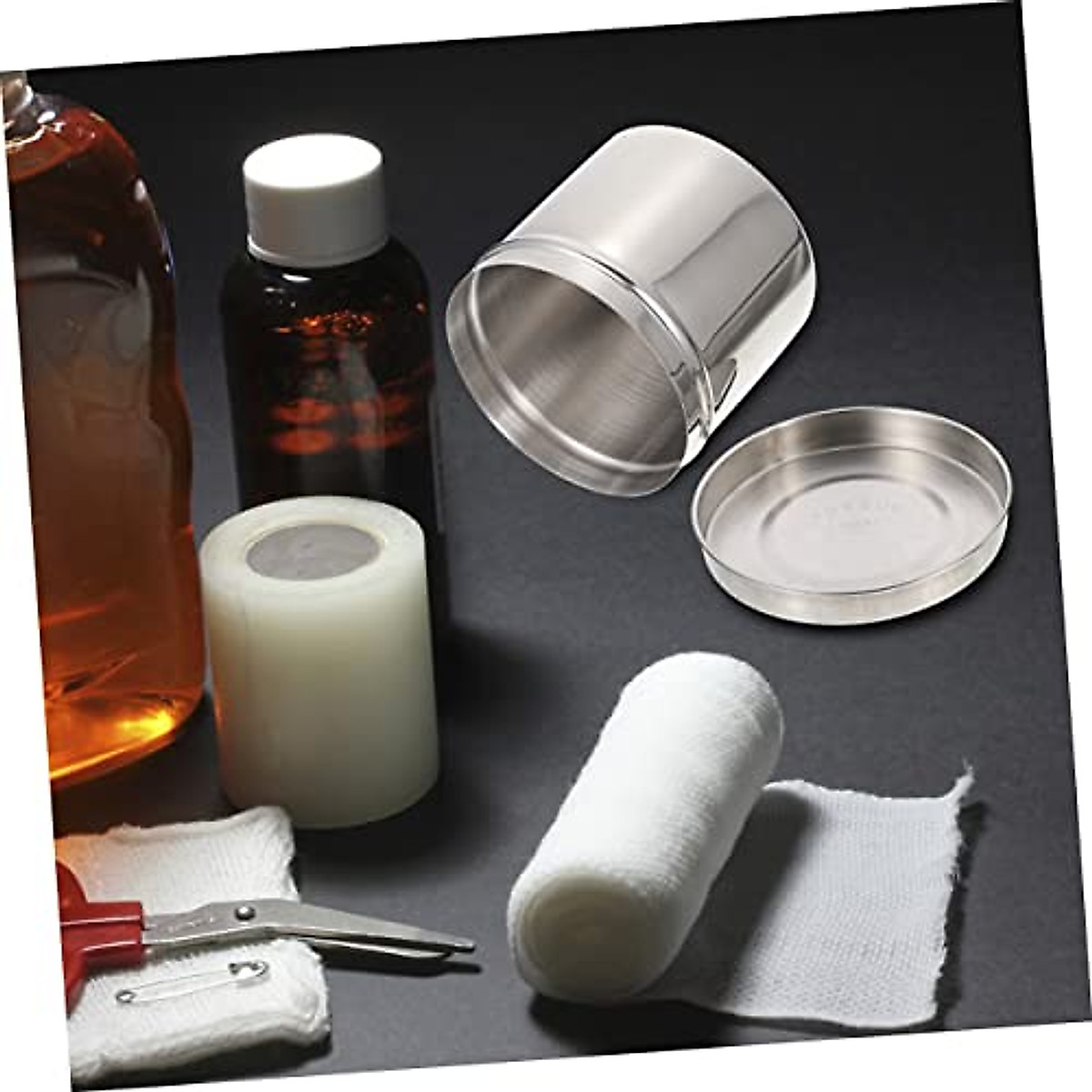 FOMIYES Ointment Jar Metal Stand Makeup Organizer Box Case Containers with Lids Stainless Steel Airtight Canister Cotton Swab Container Cotton Swab Holder Container Cotton Balls Jar Silver