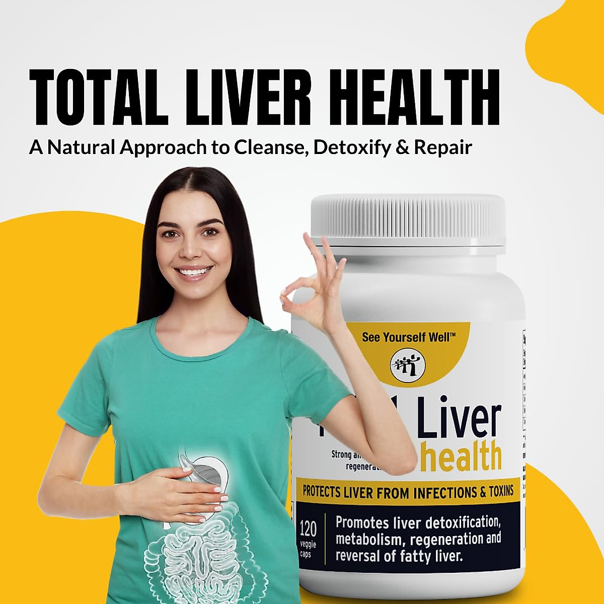 See Yourself Well Total Liver Health: Liver Cleanse, Detox & Repair Fatty Liver. Milk Thistle Extract, Dandelion Root, Yarrow, Burdock Root & Cynara (Artichoke) to Support Healthy Liver Function