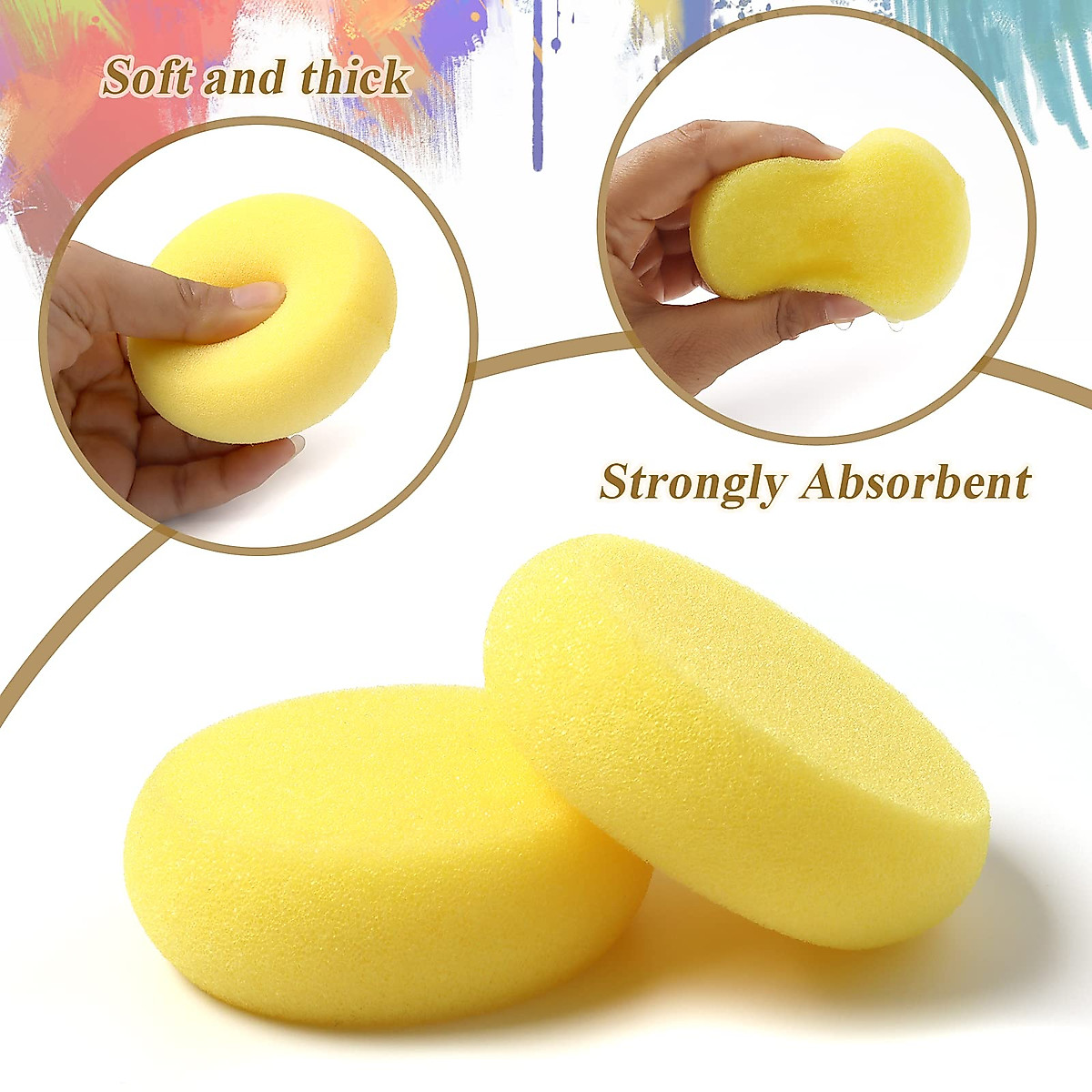 Hapy Shop 24 Pack Round Painting Sponge Synthetic Artist Sponges Ceramic Sponges for Painting, Crafts, Ceramics, Household Use and More, 2.8 Inch