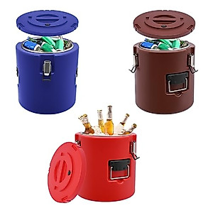 15L Insulated Bucket, Portable Commercial Food Warmer, Insulated Soup Carrier with buckles and sealed lid, stainless steel inner, For Kitchens, Parties, buffet shops (Red)