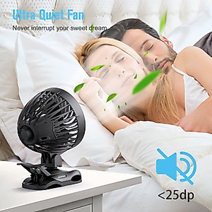 BESKAR Clip on Fan - 5000mAh Battery Rechargeable with CVT Speeds and Strong Airflow, Adjustable Tilt, Personal Quiet Fan for Office Stroller Outdoor - Portable Small Desk Fan