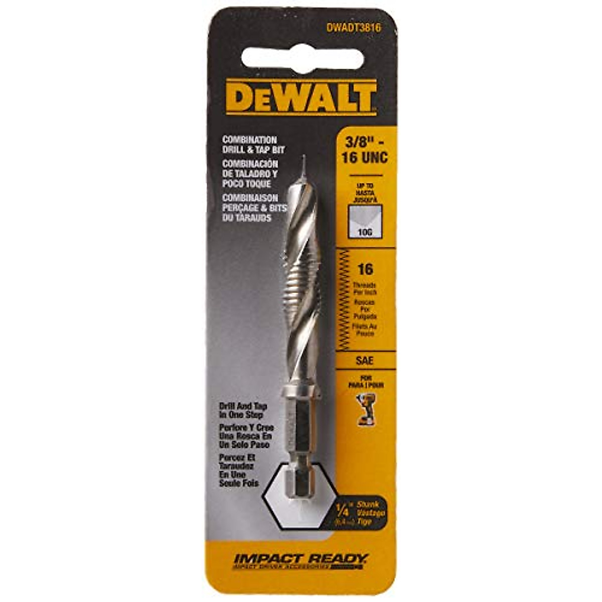 DEWALT Drill Tap, UNC, 3/8-Inch (DWADT3816)