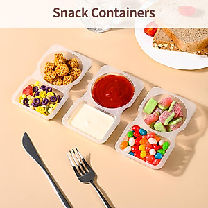 RXRRXR 10PCS Double Compartment Condiment Container Reusable Snack Container 2 Compartments With Lids Snack Pack Container Sauce Containers Condiment Containers With Used For Take-out Condiments