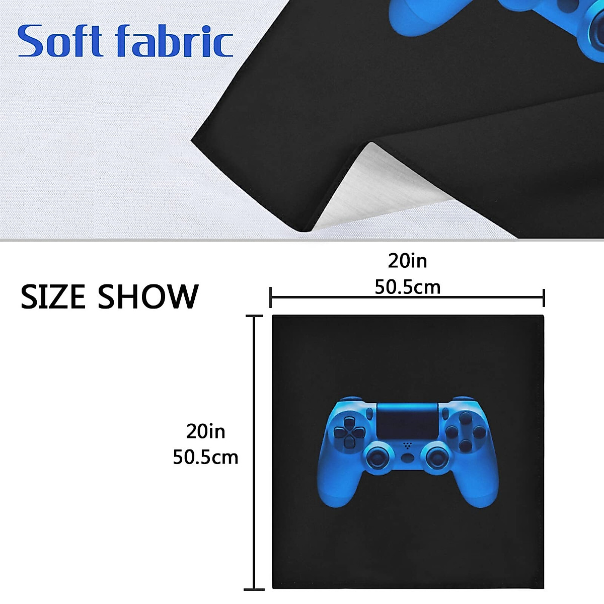 Oyihfvs Video Game Joystick Gamepad in Blue Neon Lights Isolated on Black Cloth Napkin Set of 1,Dinner Napkins Reusable Table Napkin Washable Polyester Fabric for Cocktail Party Holiday Wedding Home