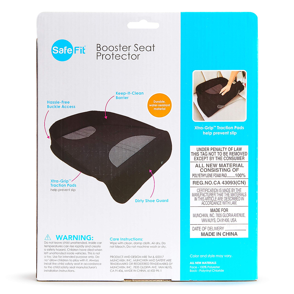 SafeFit Booster Seat Indentation, Spill, Stain Protector (Black, Designed for Booster Seats)