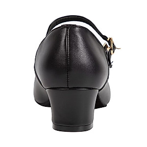 ARCLIBER Black Character Shoes for Women Suede Sole Low Heel Cuban Heel Dance Shoes Ankle Strap Dancing Shoes-8US