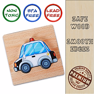 Wooden Educational Jigsaw Puzzles - Toddler Preschool Game – Kids Learning Toy - Learn Color & Shapes - Driddle…