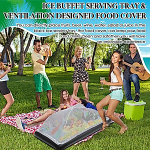 Leitee Inflatable Serving Bar Kit Includes Salad Buffet Tray with Drain Plug Mesh Food Cover Food Drink Containers and Inflator for Ice Supplies Summer Party Camping Picnic(Black)