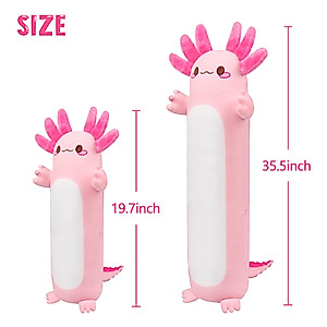 Auspicious beginning 35.4inch Cute Axolotl Stuffed Animal Plush Pillow, Soft Kawaii Cat face Newt Plush Toy Body Pillow Gifts (Pink Salamander)