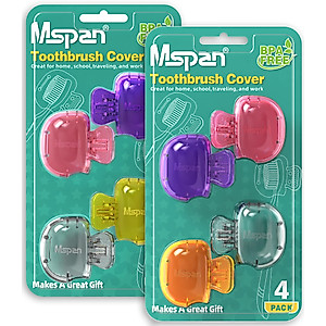 Mspan Toothbrush Protector Travel Cover: Brush Head Cap Cute Clip Case Bulk Guard - 8 Packs
