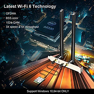 AX210 WiFi 6E Desktop Kit, Expand to Tri-Band 6GHz/5GHz/2.4GHz M.2 NGFF Wireless Bluetooth 5.2 Card Support Windows 10 11, 64 bit Desktop PC, Includes Ipex Cable, 5dBi Antennas and Brackets