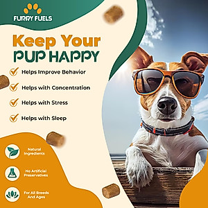 FURRY FUELS Calming Chews for Dogs - Dog Calming Treats for Dog Relief, Dog Calming Chews, Helps with Stress and Better Sleep, Calming Dog Treats - Chicken Flavor - 120 Chews