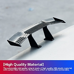 2 PCS Car Mini Spoiler Wing,6.7 Inch Car Tail Wing Mini Auto Carbon Fiber Texture Decoration Without Perforation,Universal Mini Tiny Trunk Spoiler Auto exteriores Rear Tail Wings for Most Cars
