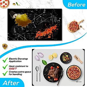 FLASLD Heat Resistant Stove Top Covers for Electric Stove, Fireproof & Waterproof Electric Stove Cover, Glass Stove Top Protector for Prevent Scratches, White-21×29.5 inch