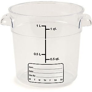 Carlisle FoodService Products Storplus Round Food Storage Container with Stackable Design for Catering, Buffets, Restaurants, Polycarbonate (Pc), 1076107, 1 Quart, Clear