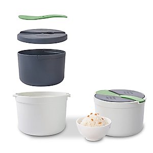 Microwave Rice Cooker Set, 2L Rice Spoon Lid Strainer Steaming Pot Rice Cooke For Home Office(green)