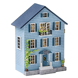 DIY Miniature Wooden Dollhouse Furniture Kit,Mini Handmade Doll House with LED,1:24 Scale Creative Woodcrafts Toys for Adult Friend Lover Birthday Gift (MoLan House)