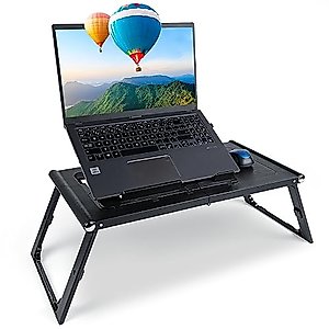 Lazy Artisan Lap Desk for Laptop - Portable Foldable Laptop Bed Desk with Dual USB Cooling Fans and Tablet Clamp with Stopper, Laptop Desk for Reading, Writing, Working in Bed