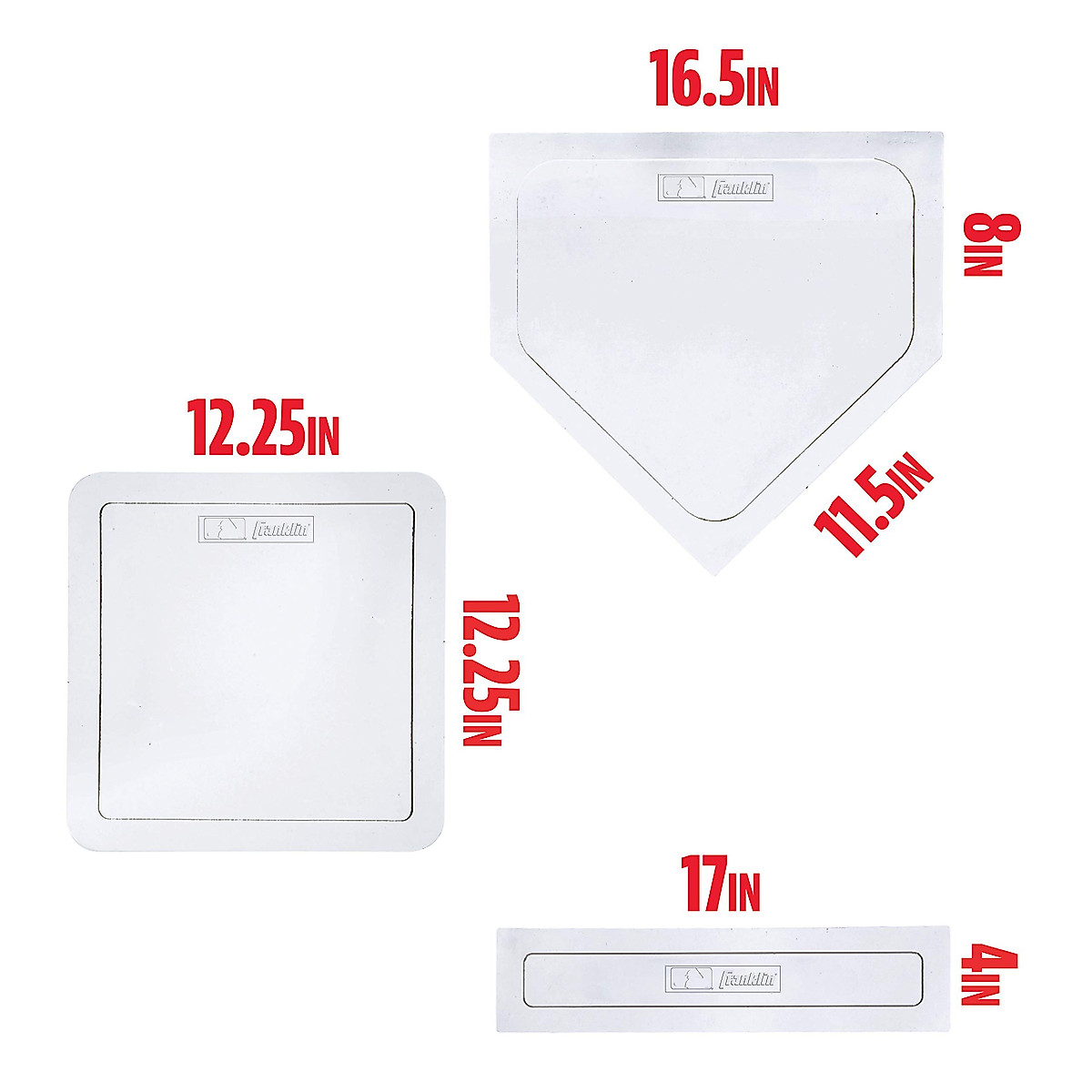 Franklin Sports Baseball Base Deluxe Set - MLB Baseball + Softball Bases, Home Plate and Pitchers Rubber - Portable Kickball Bases White
